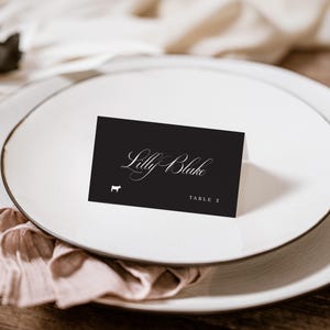 PRINTED Folded Wedding Place Card | Customizable Calligraphy Script ...