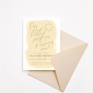 Our Little Sunshine 1st Birthday Invitation, Sunshine Birthday ...