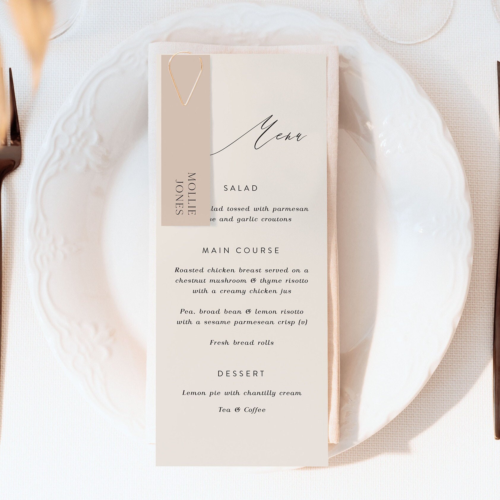 PRINTED Modern Wedding Place Card Customizable Simple - Etsy