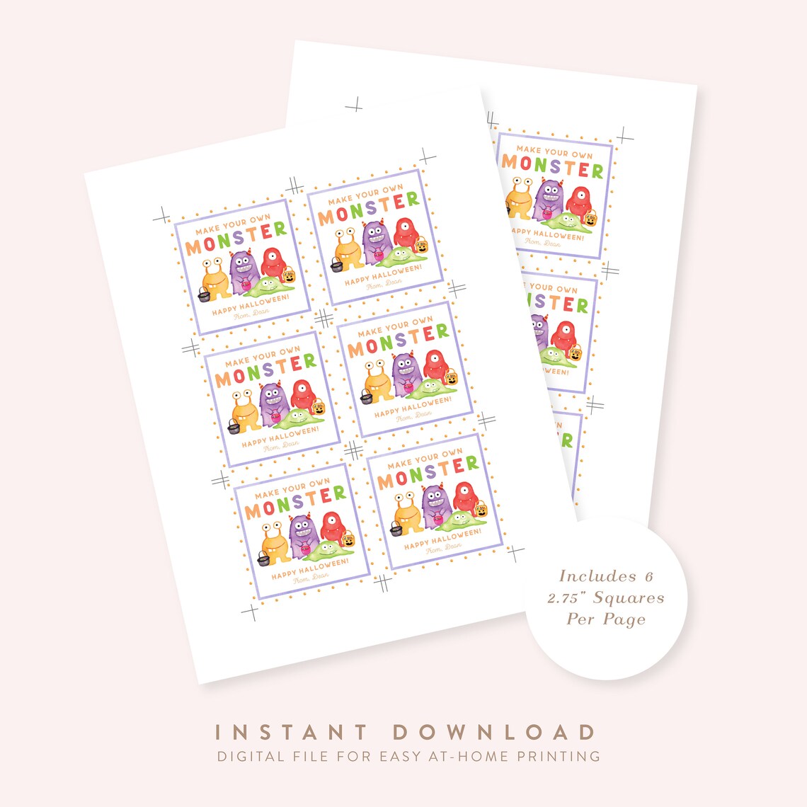 Monsters Halloween Favor Tags | Make Your Own Monster/treat Tags/favor ...