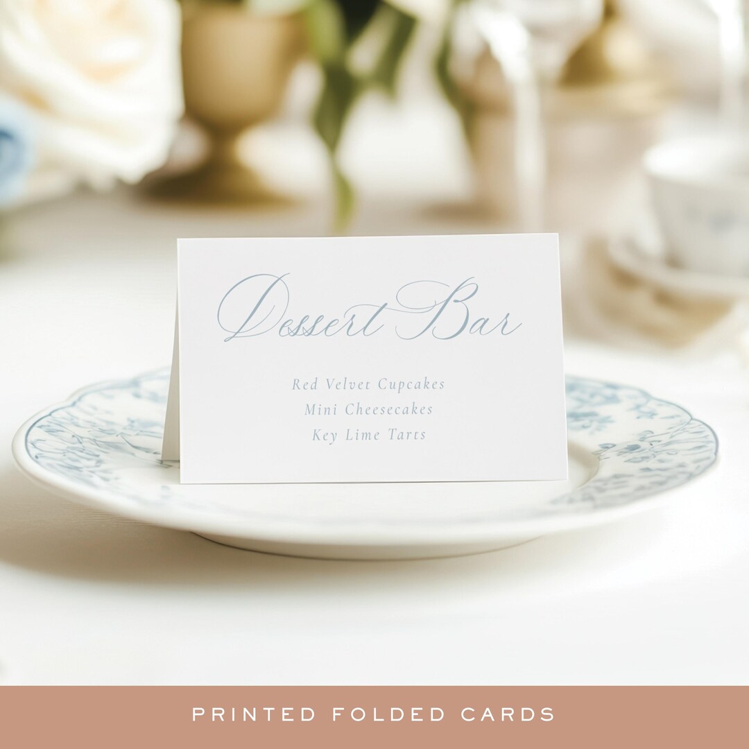 PRINTED Folded Food Card | Customizable Modern Wedding Food Description ...