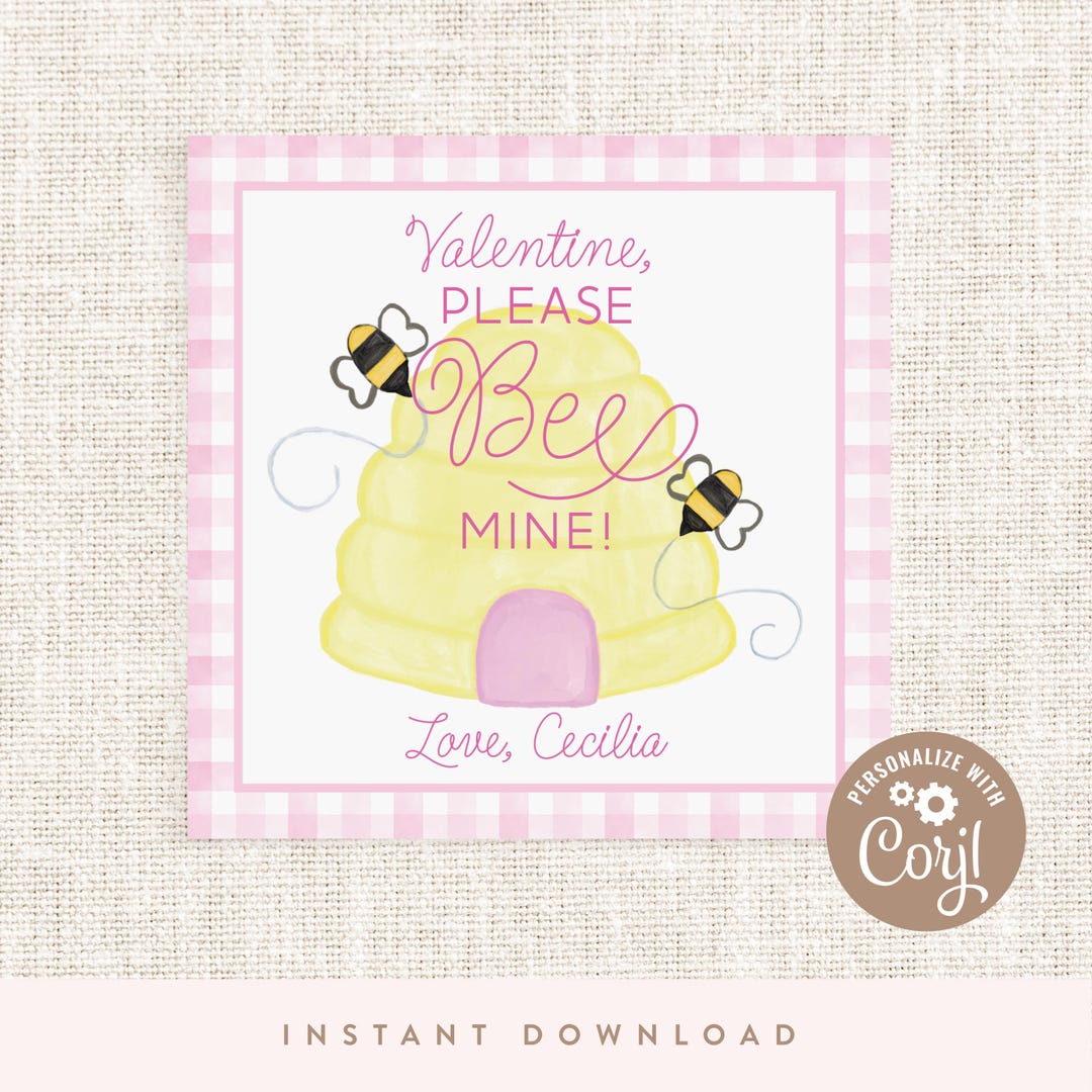 Honey Bee, Bee Mine Valentine Favor Tag | Valentine Treat Tag/favor Tag ...