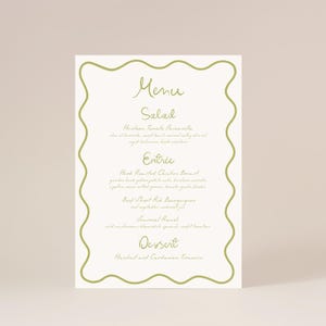 PRINTED MENU CARDS 5x7 | Colorful, Wavy Border, Wedding Menus ...