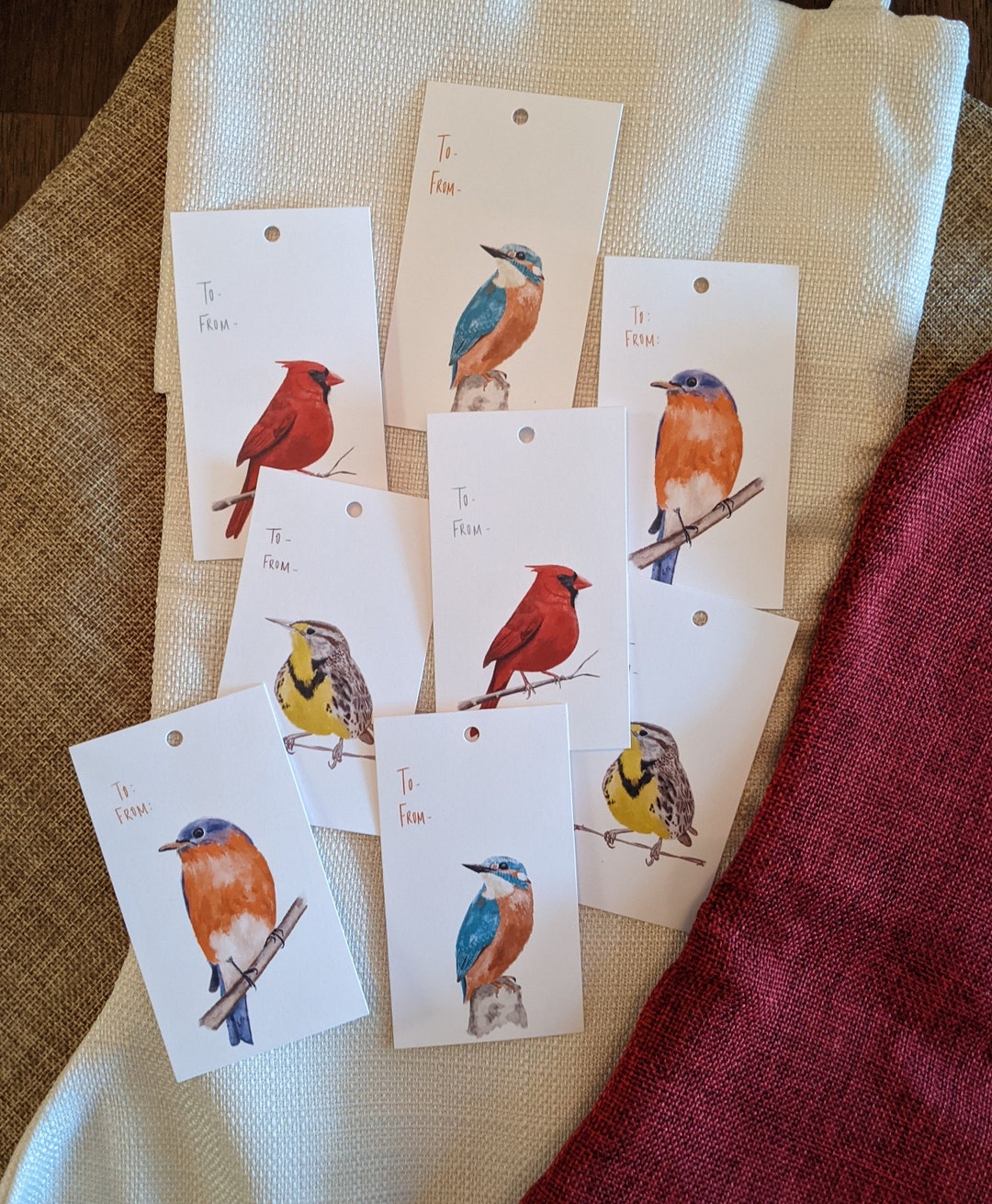 Set of 8 Bird Gift Tags | Hang Tags | Bird Gift Tags | Christmas Gift ...