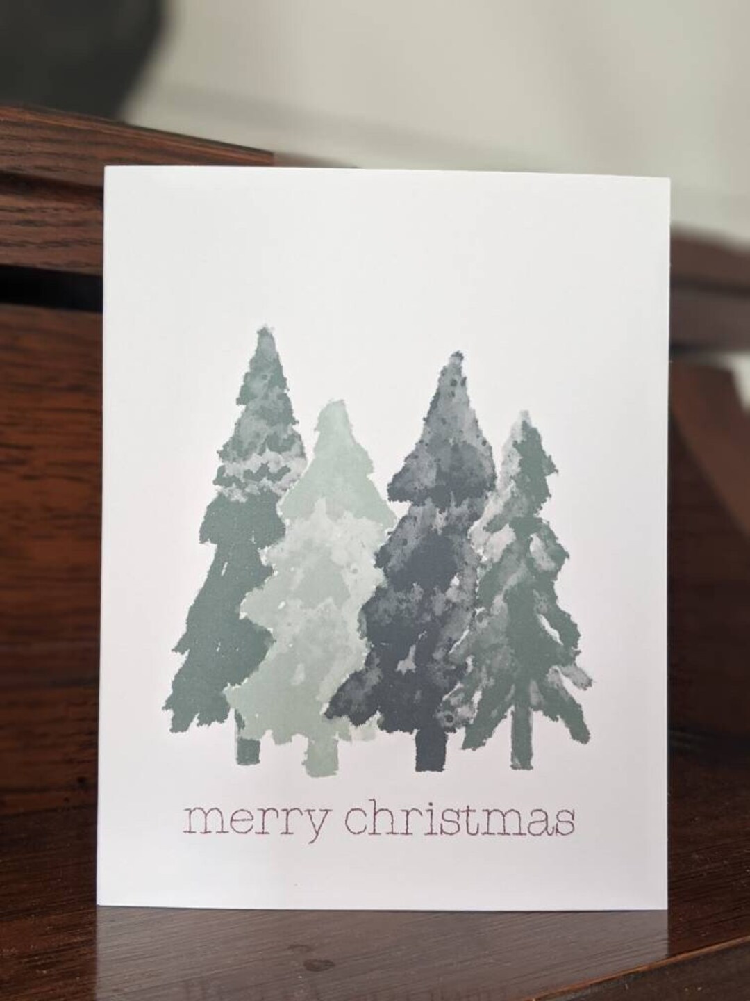 Merry Christmas Note Card | Pine Tree Note Card | Single - Etsy