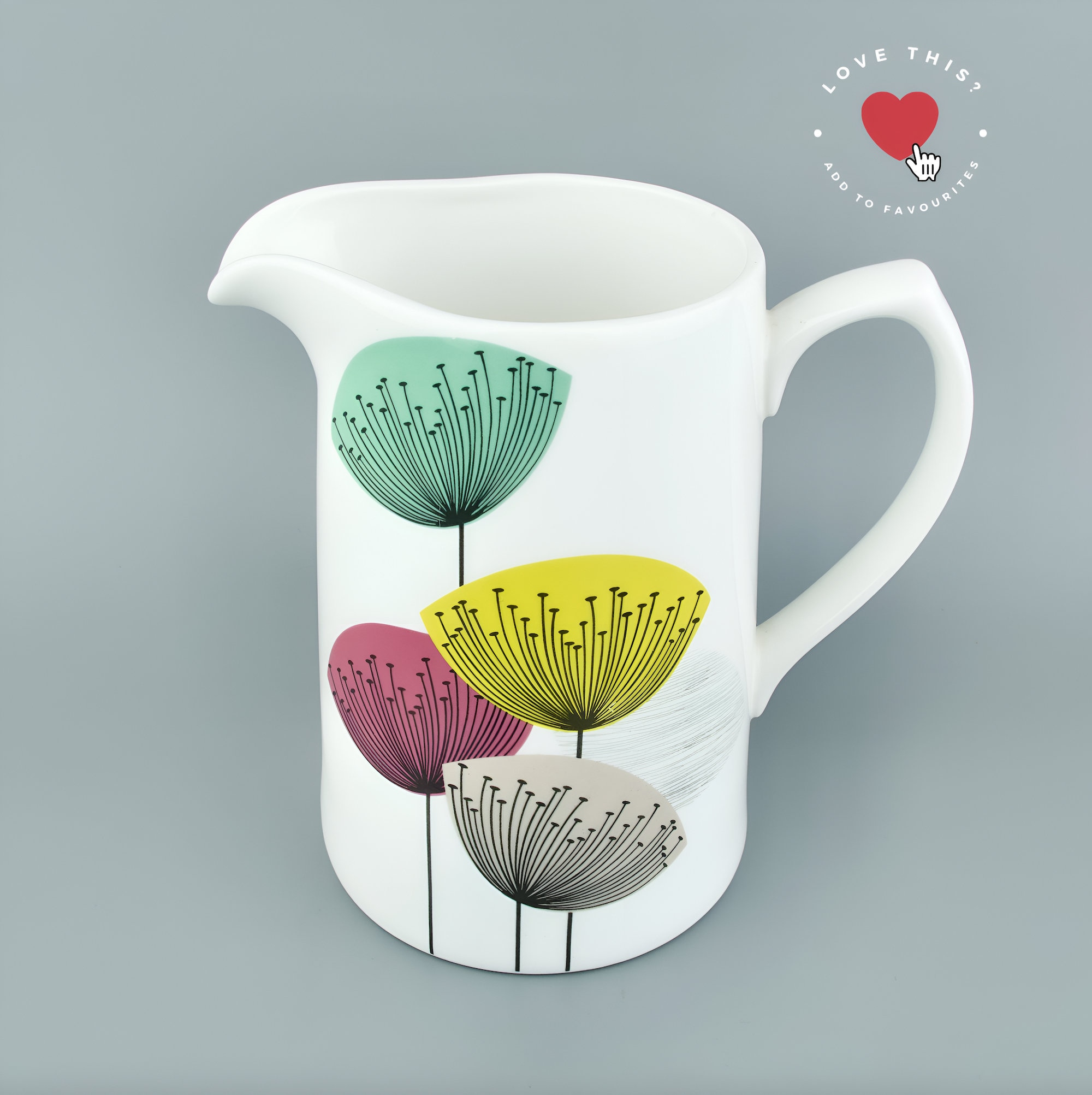 CERAMIC JUG Retro Style Floral White Flower Jug Queens Sanderson ...