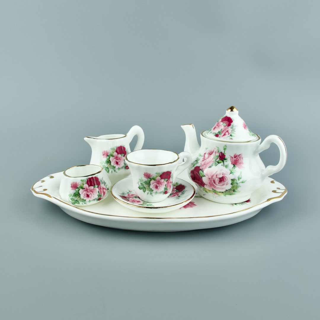 Miniature Tea Set Fine Bone China Mini Porcelain Tea for One Tea Set ...