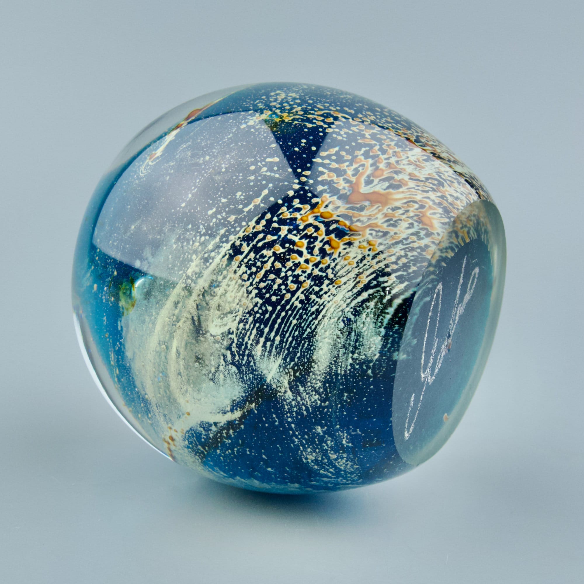 Small Mdina Glass Paperweight Sea and Sand Blue Summer Pattern 1970s ...
