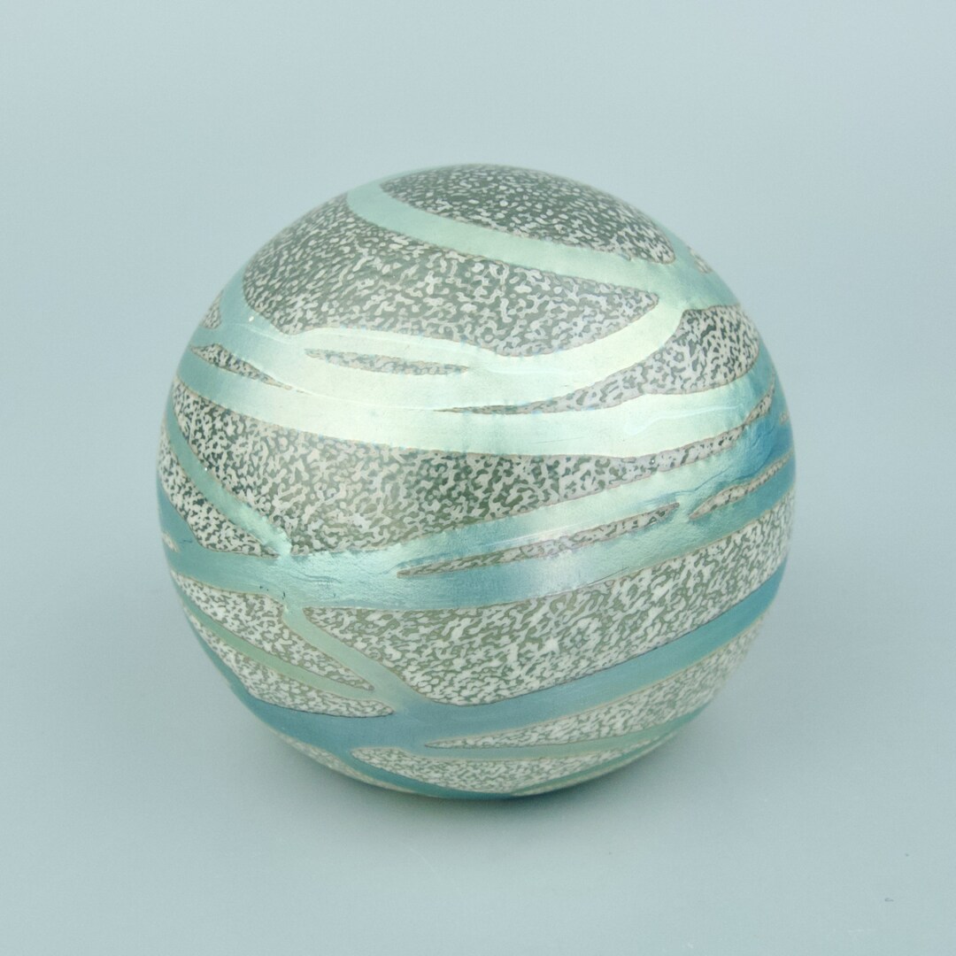 Glass Paperweight Small Iridescent Green Swirl Okra Glass Paperweight ...