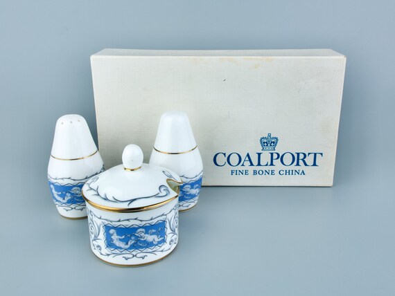 COALPORT REVELRY CRUET Bone China Blue and White Salt and - Etsy