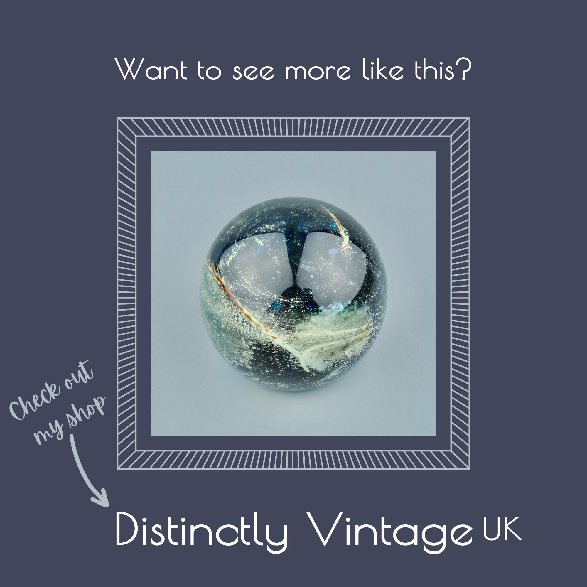 Small Mdina Glass Paperweight Sea and Sand Blue Summer Pattern 1970s ...