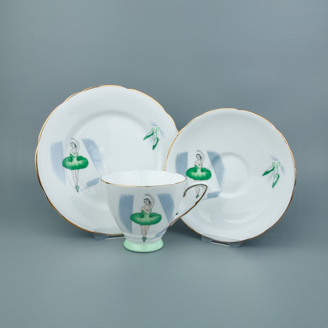 Royal Stafford Bone China Ballet Teacup Trio Retro 1960s Cup Saucer and ...