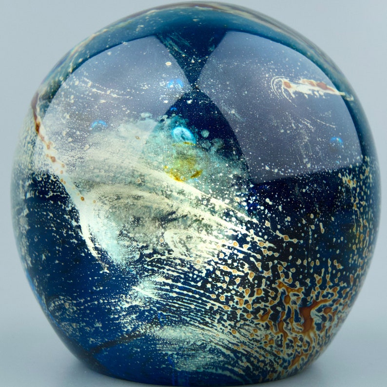 Small Mdina Glass Paperweight Sea and Sand Blue Summer Pattern 1970s ...