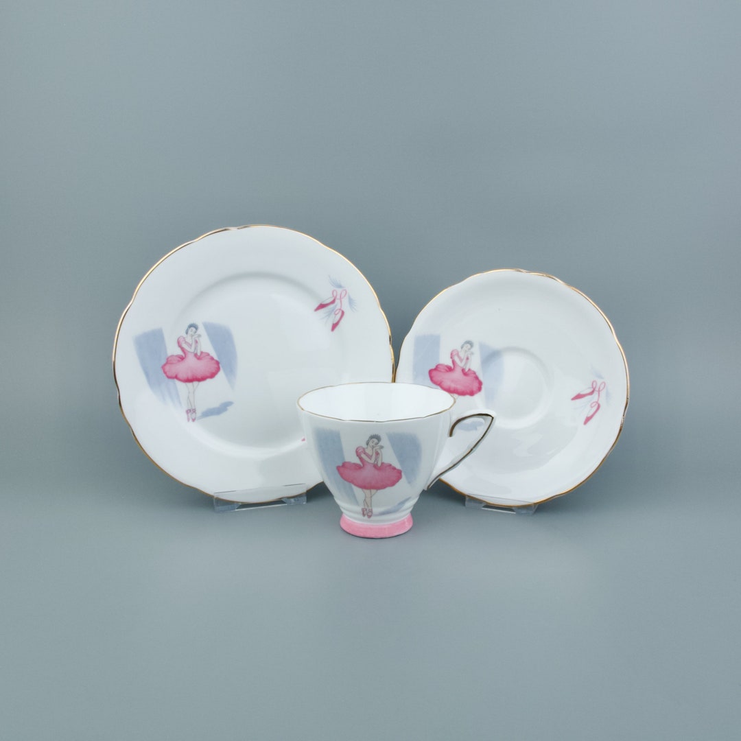 Royal Stafford Bone China Ballet Teacup Trio Retro 1960s Cup Saucer and ...