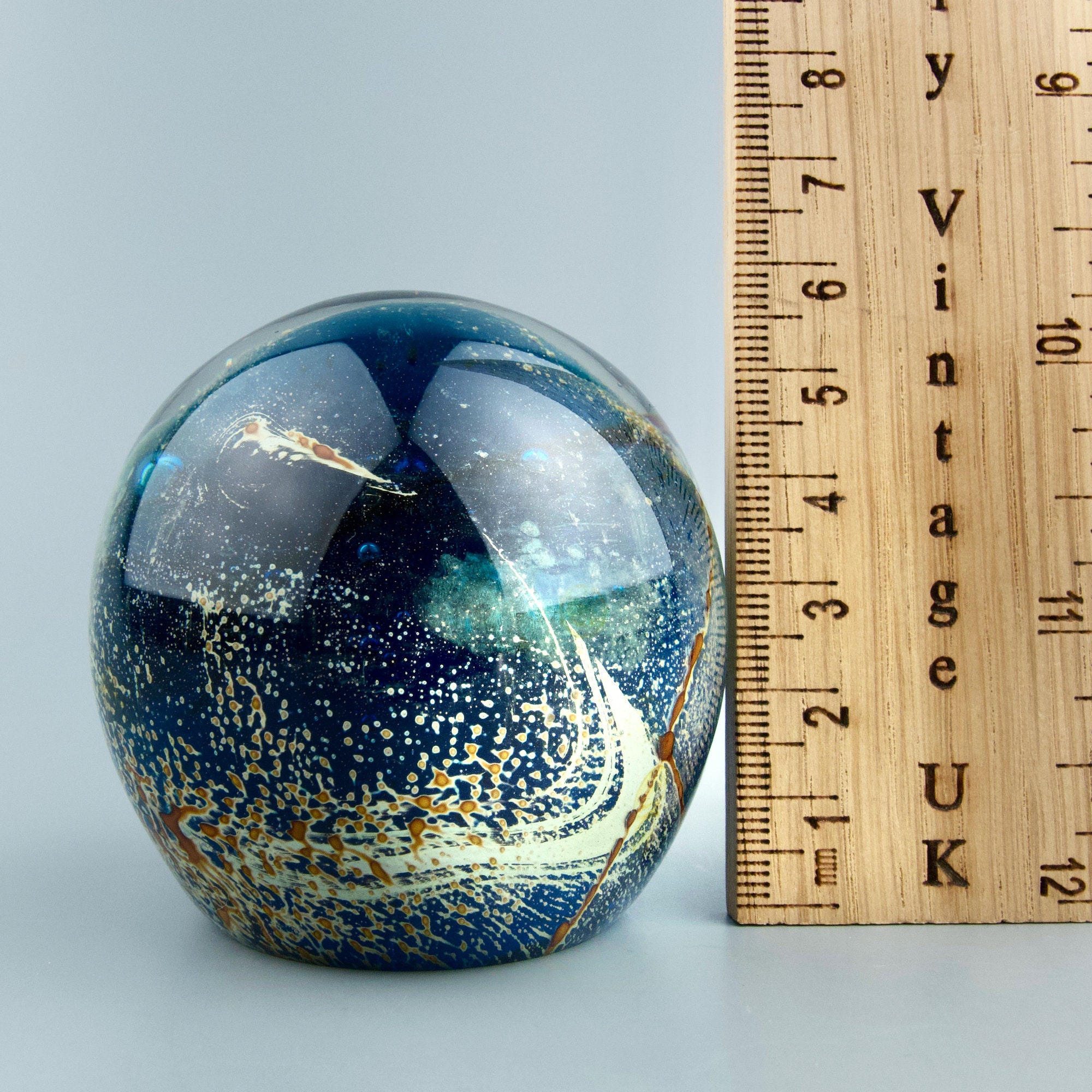 Small Mdina Glass Paperweight Sea and Sand Blue Summer Pattern 1970s ...