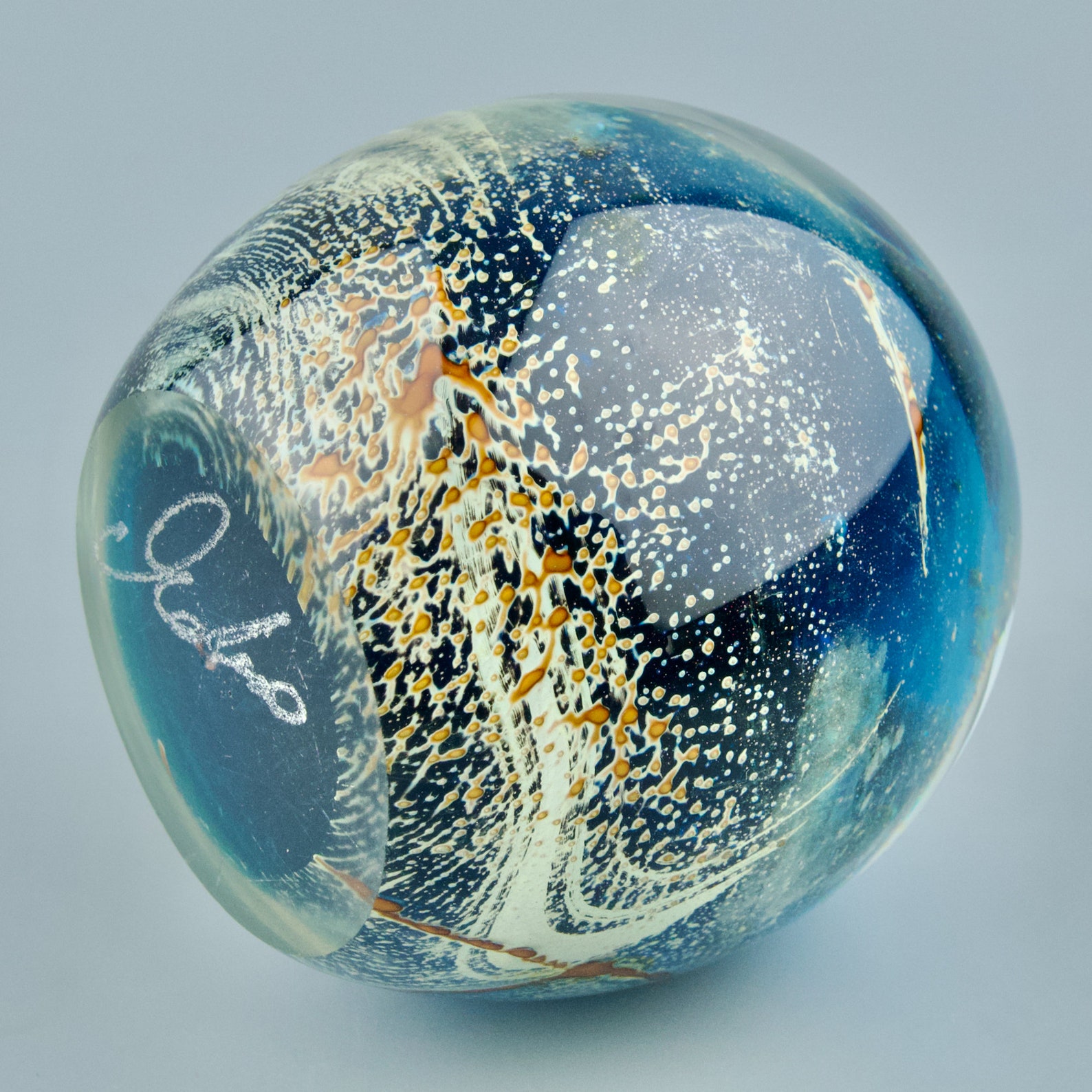Small Mdina Glass Paperweight Sea and Sand Blue Summer Pattern 1970s ...
