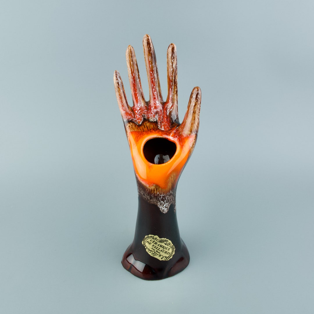 Ceramic Hand Vase Retro 1970s Small MCM Statement Vase Ceramique De ...