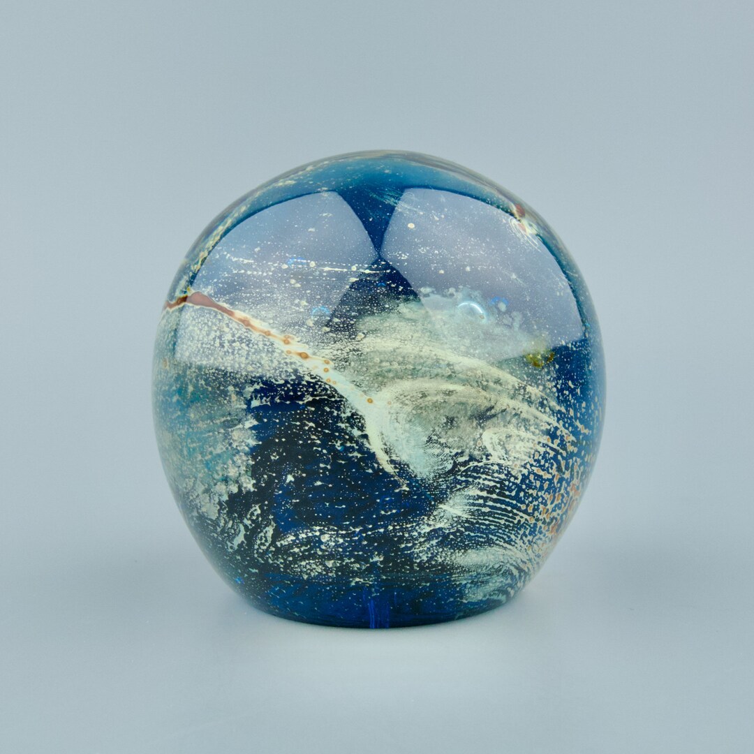 Small Mdina Glass Paperweight Sea and Sand Blue Summer Pattern 1970s ...