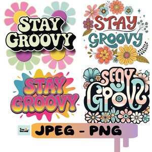 Groovy PNG Bundle | 70s Retro Sublimation Clipart | Hippie Quote ...
