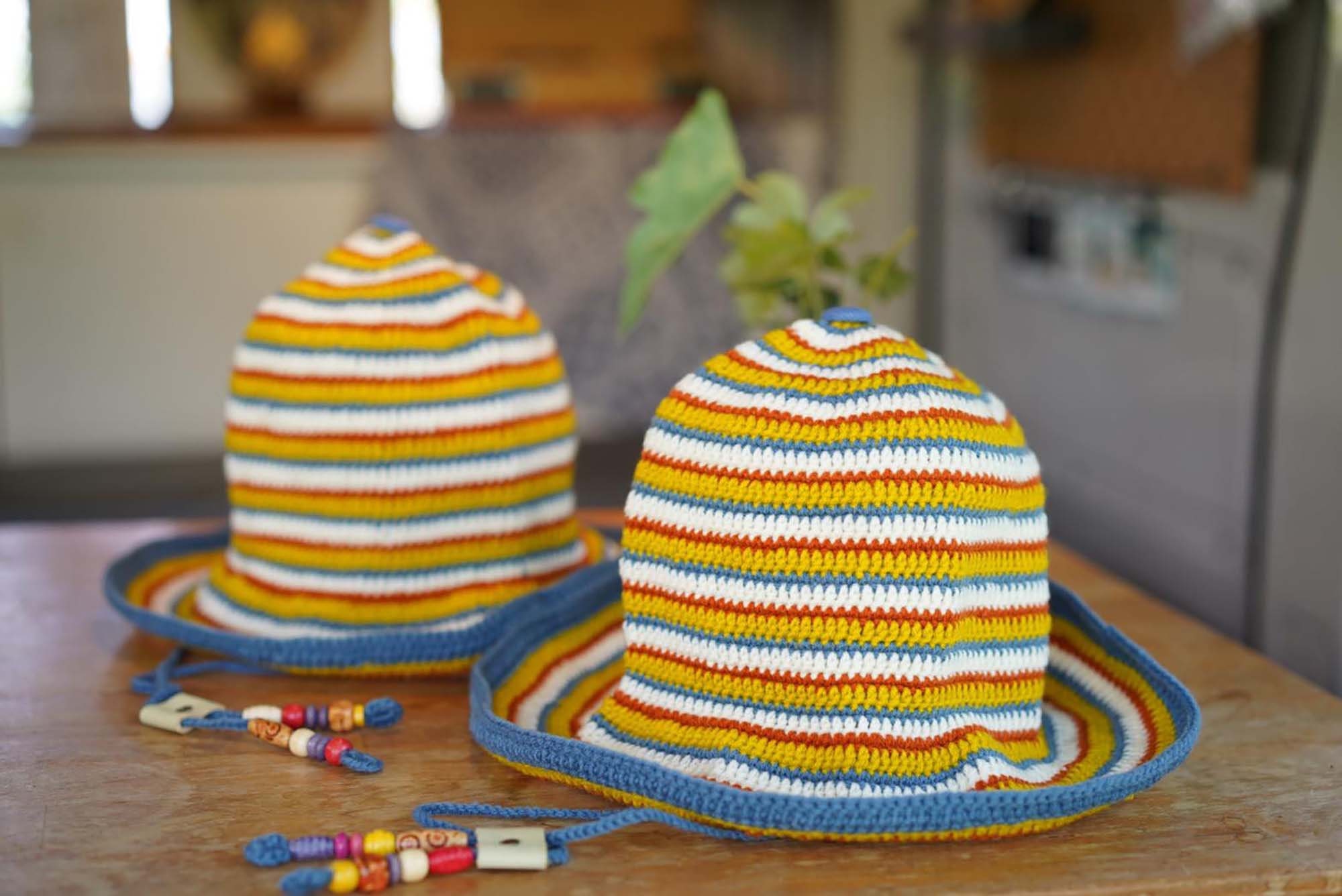 Stripes Yellow Bucket Hat 100% Handmade - Etsy