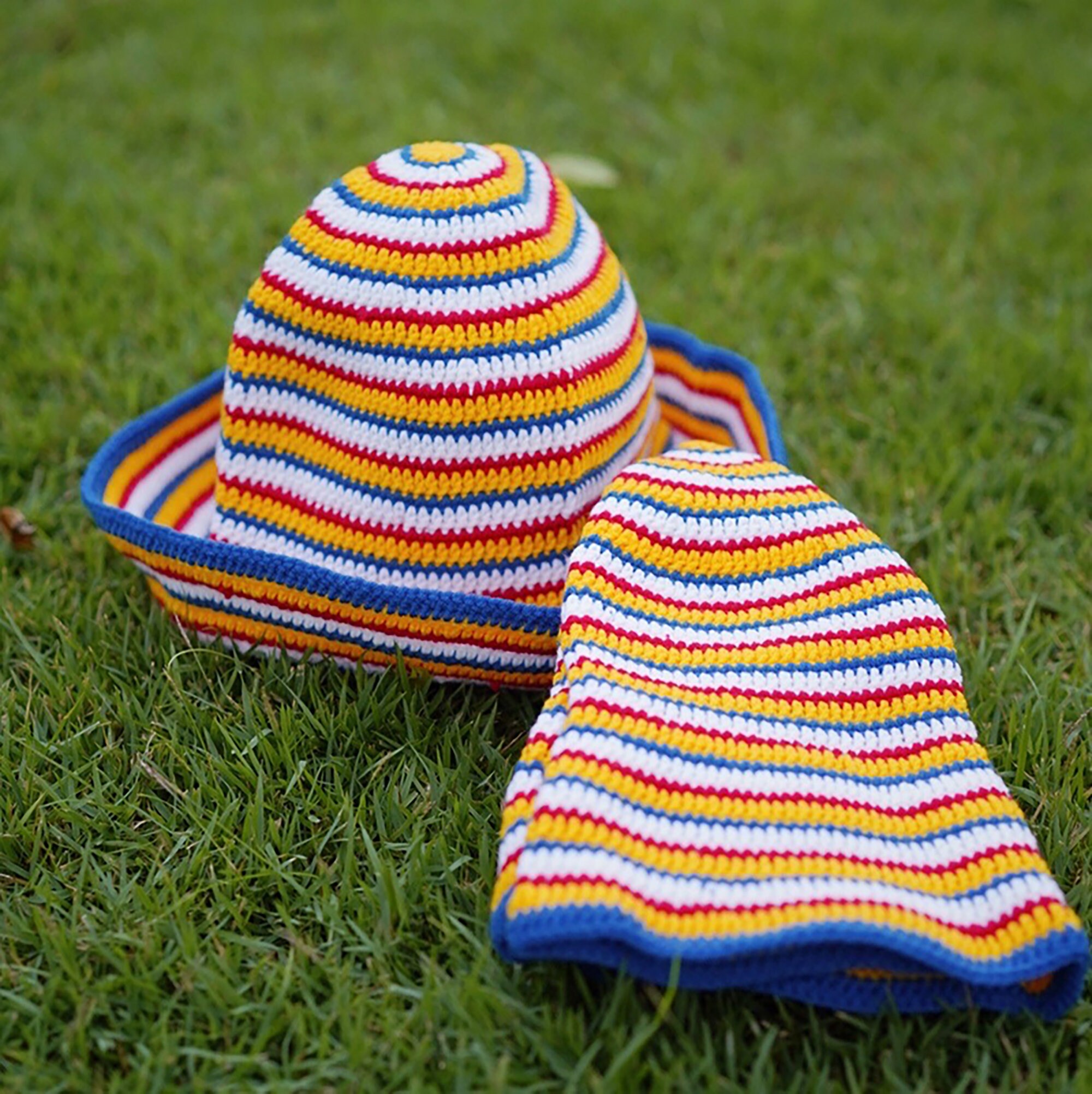 Stripes Yellow Bucket Hat 100% Handmade - Etsy