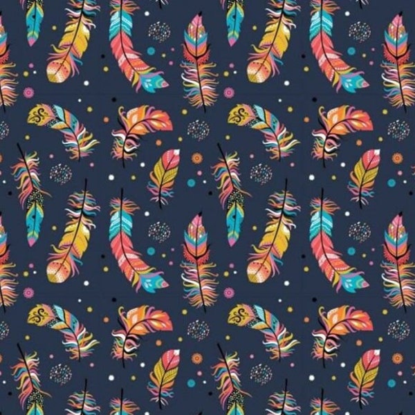 Blue Feather Fabric - Etsy