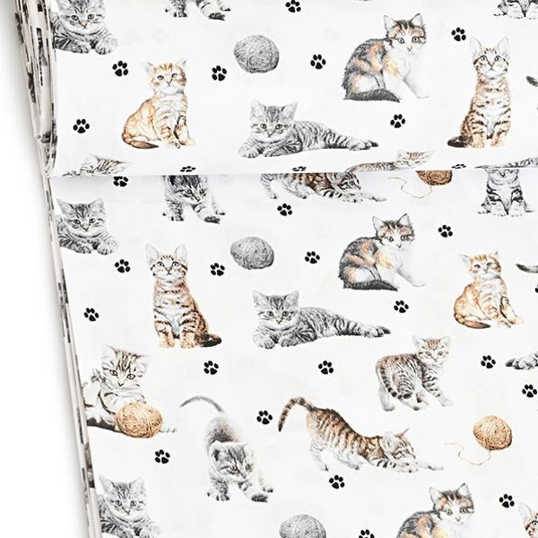 Cat Print Fabric - Etsy