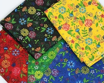 Polish Cotton Fabric by the Yard Folklore Print Rooster on | Etsy
