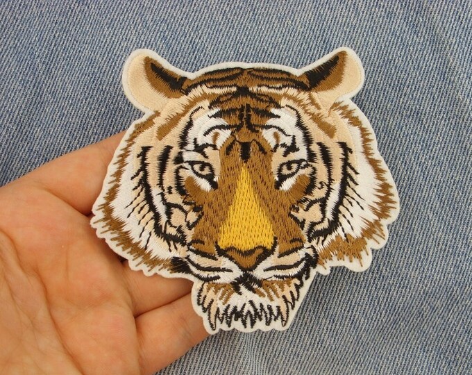 Large Tiger Roaring Head Iron on Patch Sew on Patch Embroidered Fierce ...