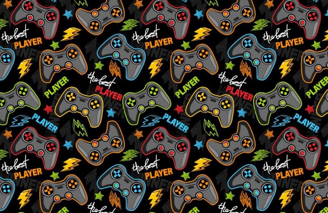 Gamer Cotton Fabric, Gaming Controllers Fabric, Boys Fabric, Gamepad ...