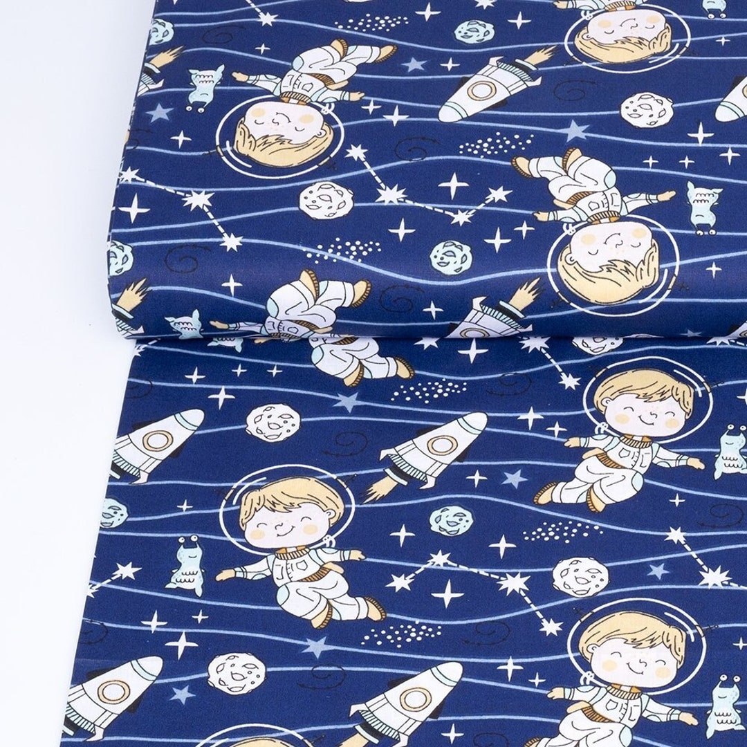 Astronaut and Space, 100% Cotton Fabric, Star Constellations Children's ...