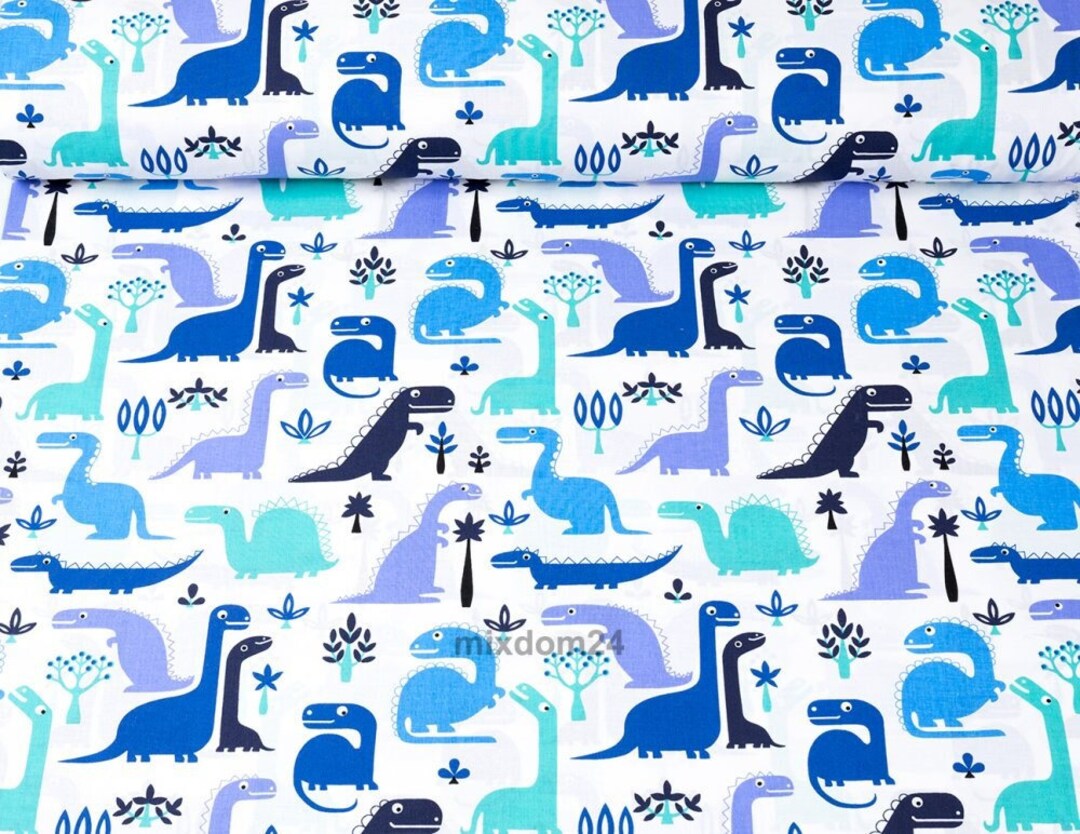 Dinosaur Print Fabric, Dinosaur Cotton by the Yard, Kids Cotton Fabric ...