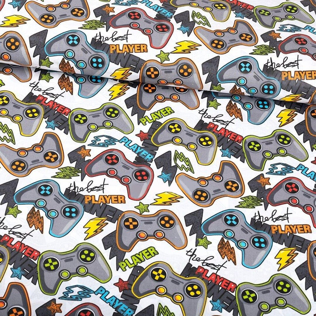 Gamepad Cotton Fabric, Gaming Controllers Fabric, Boys Fabric, Gamer ...