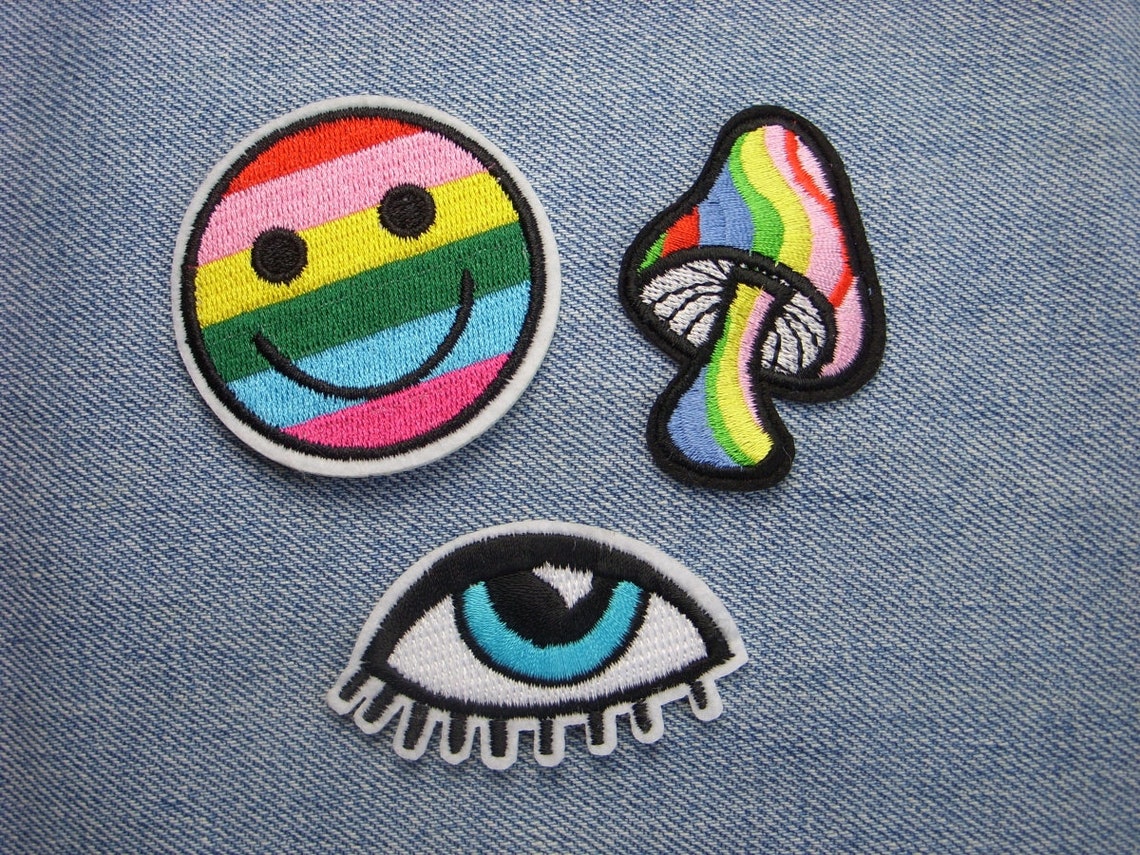 Psychedelic Patches Set Mushroom Eye Smile Lsd Surreal Trippy - Etsy