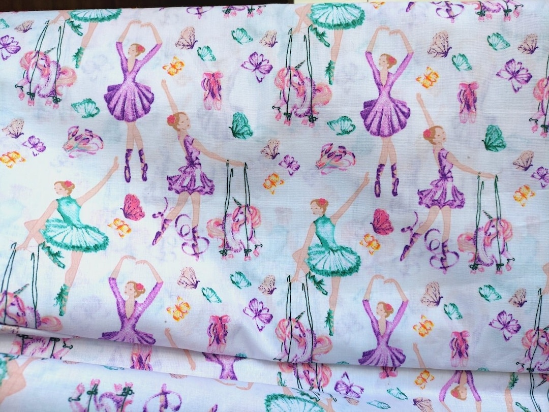 Ballerina Fabric by the Yard, Ballet Quilting Cotton, Dance Quilting ...