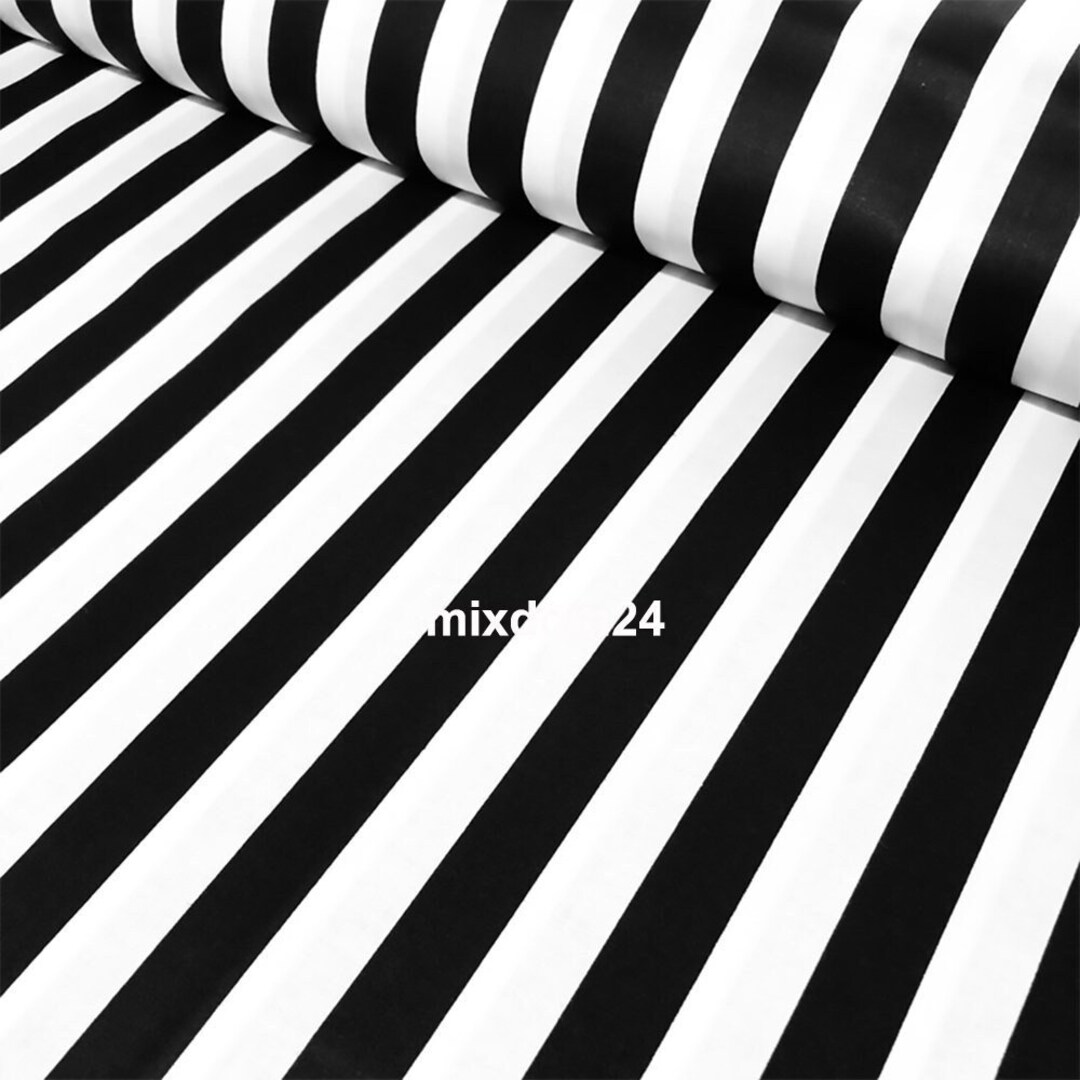 Black and White Stripes, 2.5 Cm Striped Cotton Fabric, Striped ...