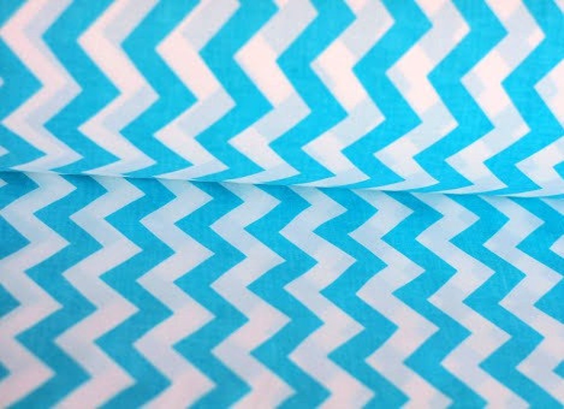 Turquoise Chevron Fabric by the Yard Zig Zag Print Light | Etsy