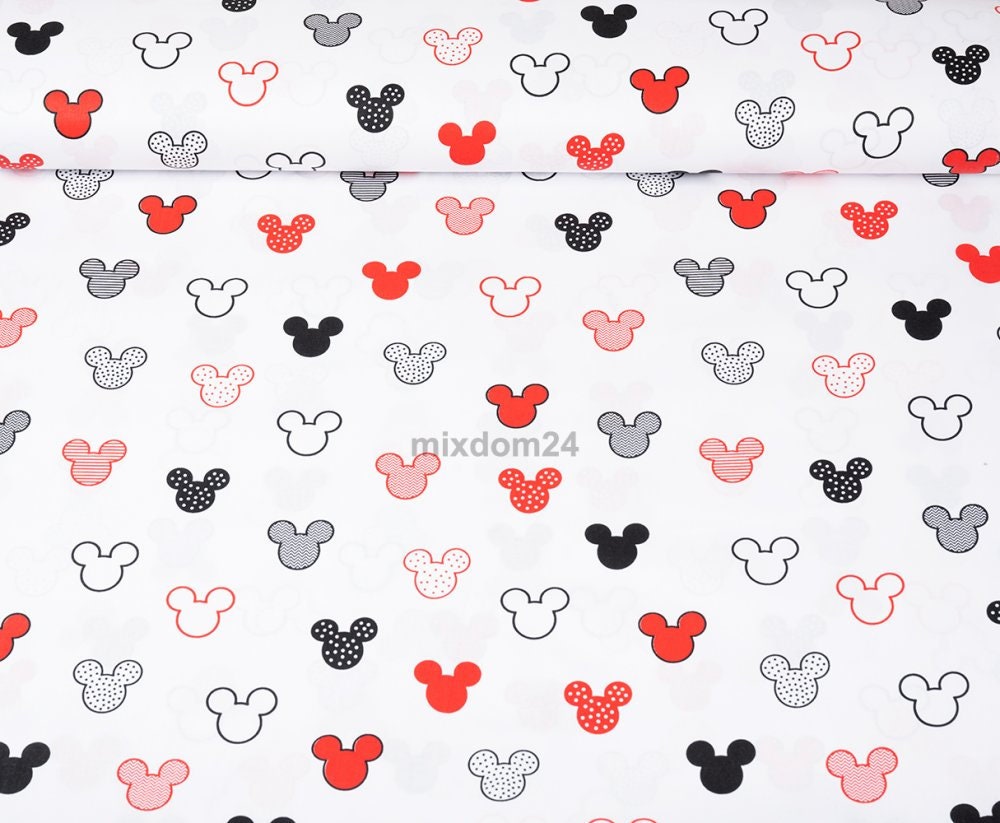 Disney Fabric by the Yard Mickey Mouse Cotton Kids Fabric - Etsy