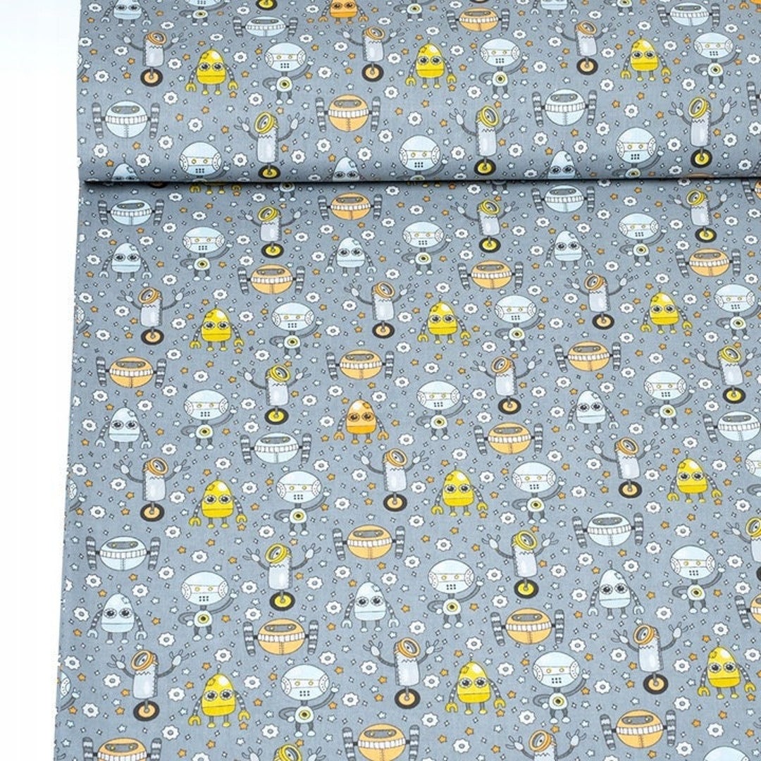 Robots Fabric for Boys, Robot Print Fabric by the Yard - Etsy