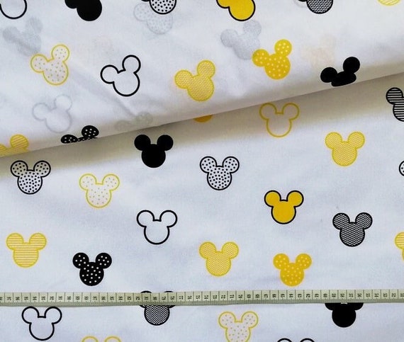 Mickey Mouse Fabric by the Yard Disney Printed Cotton Yellow | Etsy