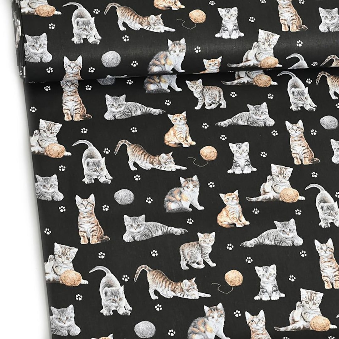Playful Cats Fabric by the Yard Kitten Fabric Cat Lover - Etsy