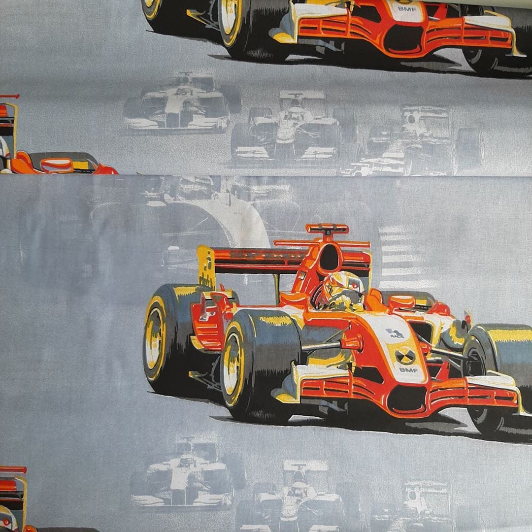 Formula 1 Fabric by the Yard, Grand Prix Racing Cars, F1 Cotton ...