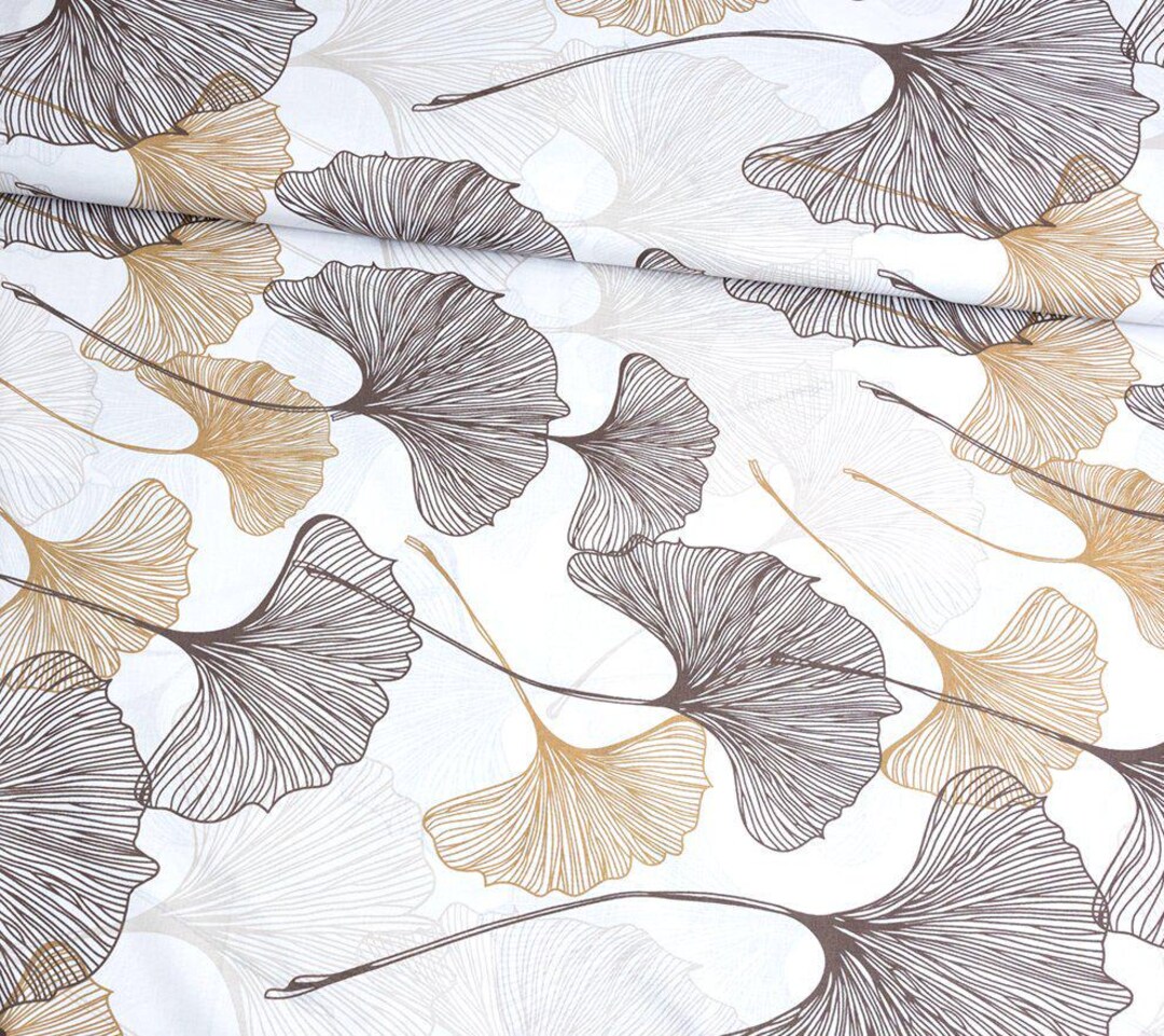 Ginkgo Biloba Leaves Fabric by the Yard, Gingko Print on Grey Cotton - Etsy