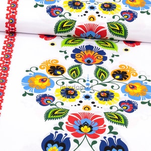 Polish Folklore Fabric by the Yard, Made in Poland Folk Art Fabric ...
