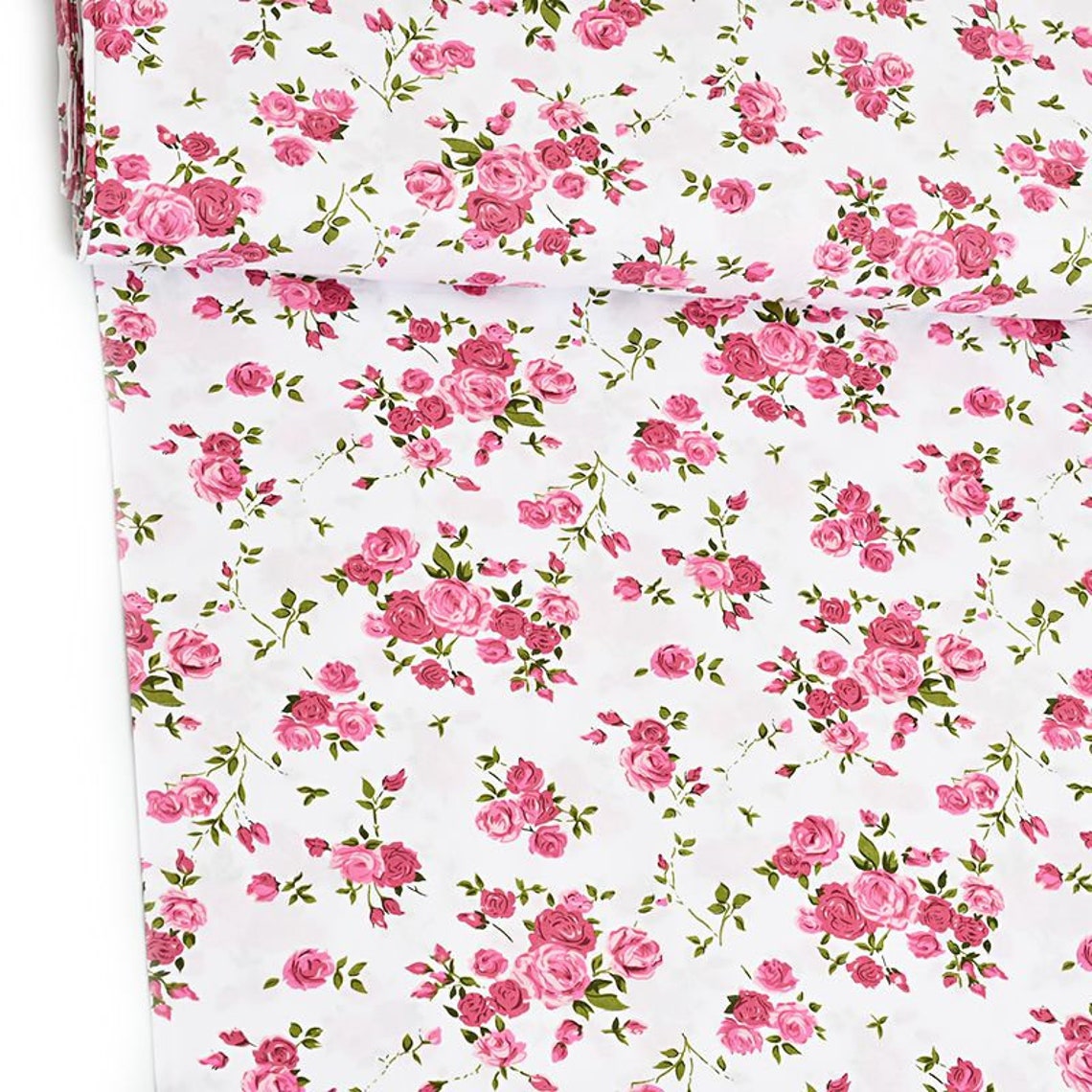 Small Purple Roses Fabric by the Yard Pink Floral Kids Cotton - Etsy