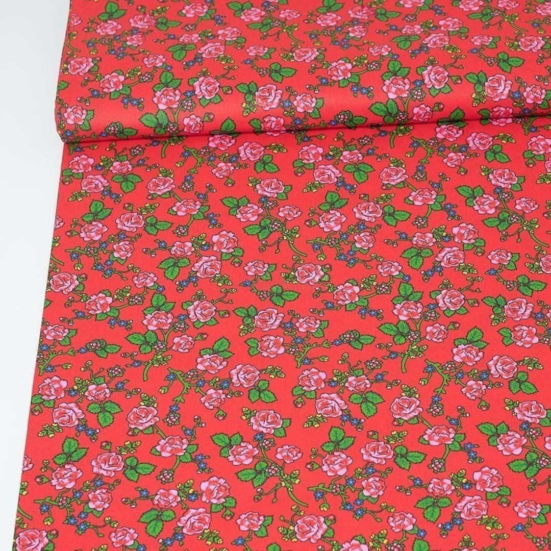 Highlands Pattern Red Fabric by the Yard, Polish Folklore Folk Cotton ...