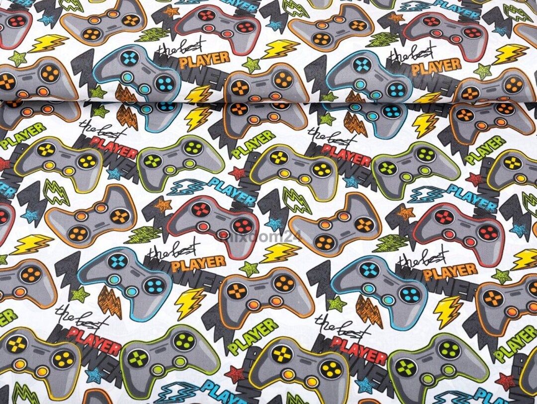 Cotton Video Game Fabric, Video Game Console Fabric, Quilting Fabric ...