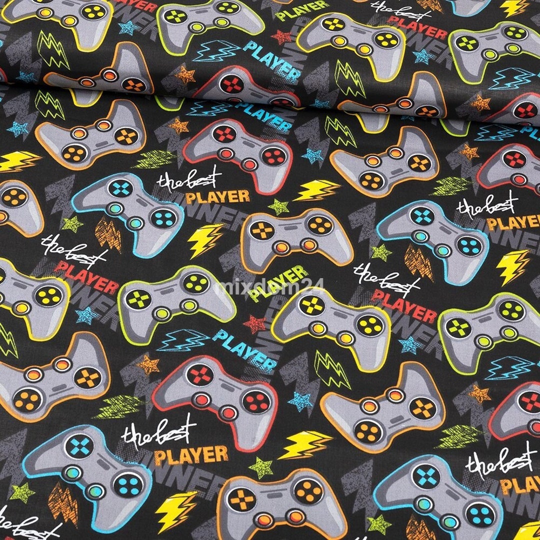 Videospiel Konsolen Stoff, Gamer Controller Print, Baumwolle für Jungen ...