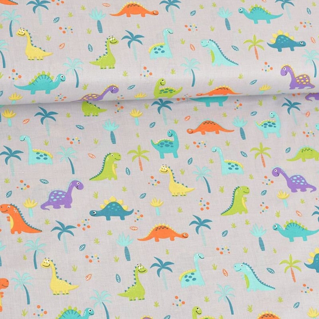 Cute Dinosaurs Fabric Dinosaur Cotton by the Yard Kids - Etsy