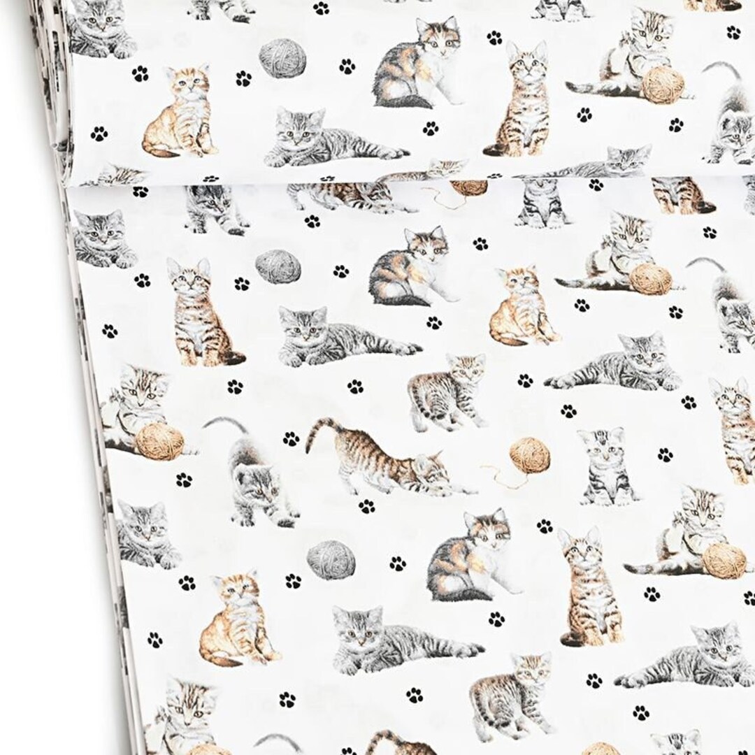 Cats Cotton Fabric by the Yard, Kids Cotton Fabric, Quilting Cotton ...